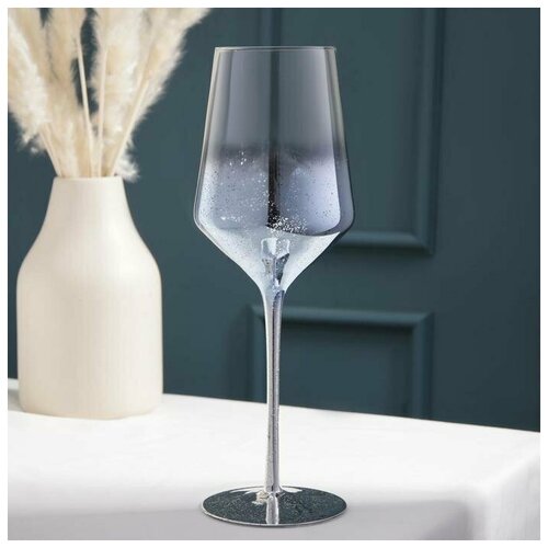 Бокал стеклянный для вина "Мерцание", 500 мл, 8.5x25 см, цвет синий