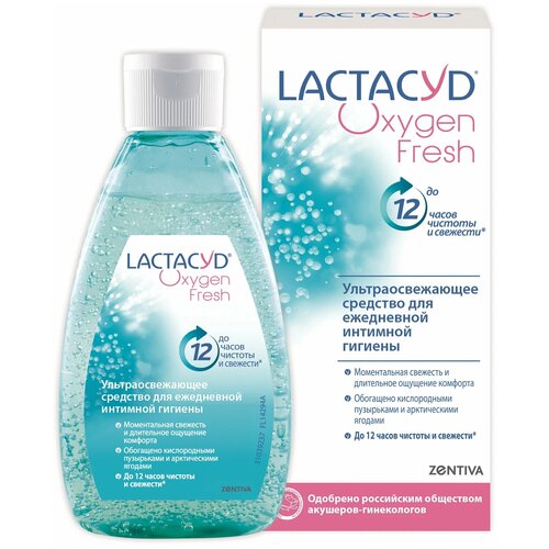 Lactacyd гель для интимной гигиены Oxygen Fresh, без отдушки, бутылка, 200 г, 200 мл