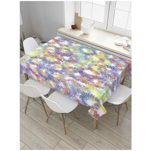 Скатерть прямоугольная JoyArty на кухонный стол "Цветной фейерверк" из оксфорда, 180x145 см