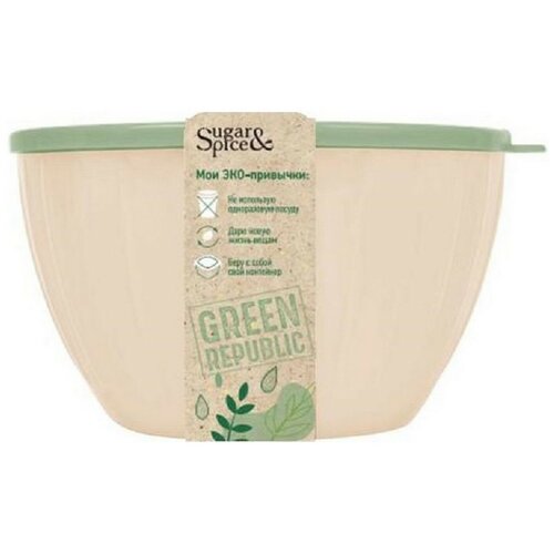 Sugar & Spice Салатник Green Republic с крышкой, 23.8 см, 2.8 л, 1 шт., лён
