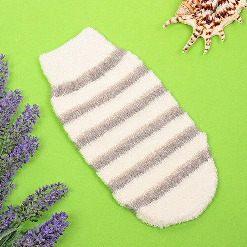Мочалка - варежка массажная «SANTA MONIKA - KOKOTTA», цвет белый, 13*21см (ZIP пакет)