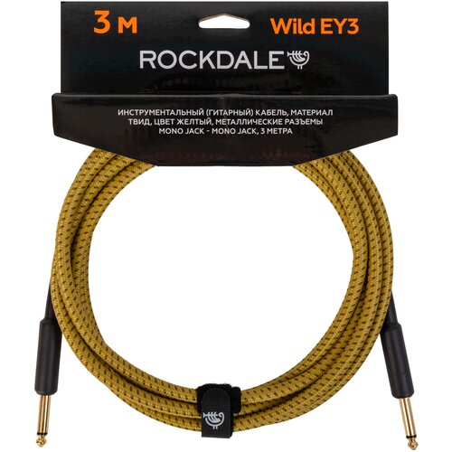 Кабель твидовый jack-jack ROCKDALE Wild EY3 (3 м), желтый