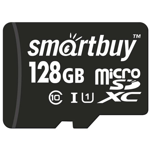 Карта памяти SmartBuy microSDXC 128 ГБ Class 10, V10, A1, UHS-I U1, R 80 МБ/с, адаптер на SD, 1 шт., черный