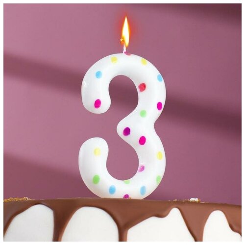 Страна Карнавалия Свеча в торт на день рождения «Конфетти», цифра "3" , гигант, 9 см