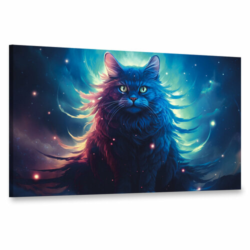 Интерьерная картина 100х60 "Синие коты в мире фантазий"