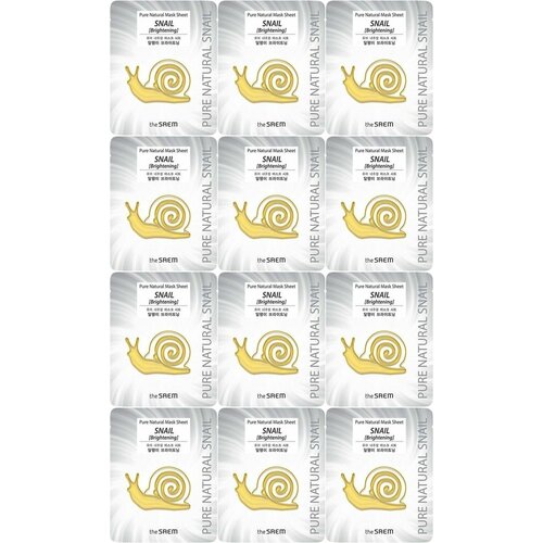 The Saem Маска тканевая Pure Natural Mask Sheet, Snail Brightening, 12 шт.
