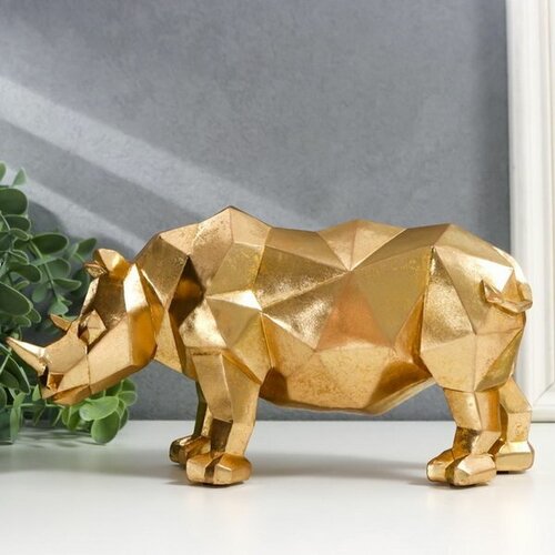 Сувенир полистоун 3D "Золотой носорог" 12х8х25.1 см