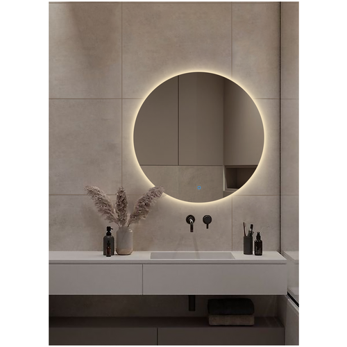 Зеркало для ванной Sun D80 круглое "парящее" с тёплой LED-подсветкой