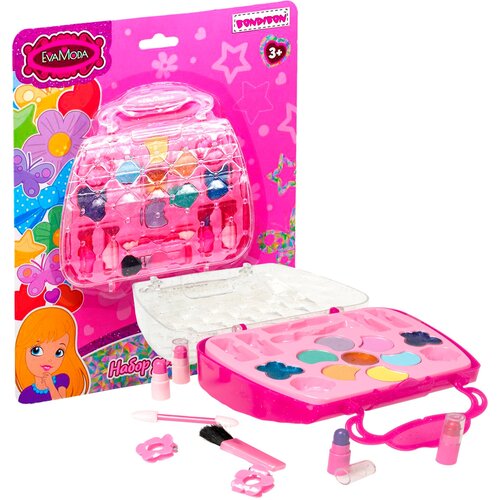 Набор детской декоративной косметики саквояж в розовой сумочке на блистере EvaModa Bondibon подарок девочке