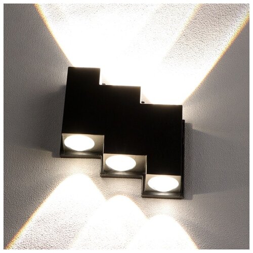 Сима-ленд Светильник фасадный Луч трехлучевой светодиодный, 6 Вт, лампы: 3 шт., цвет арматуры: черный, цвет плафона черный