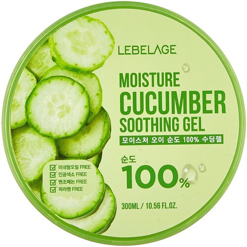 Lebelage Гель для тела увлажняющий успокаивающий с экстрактом огурца Moisture Cucumber Soothing Gel, 300 мл