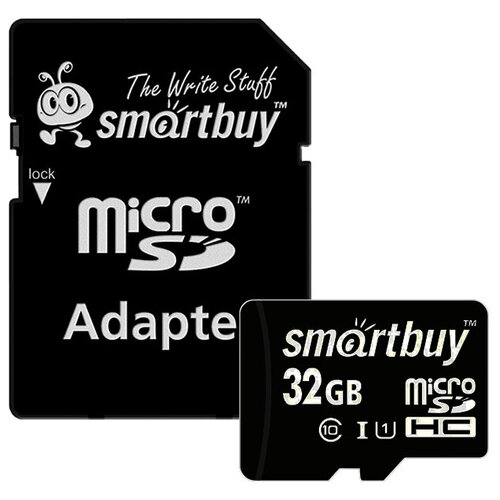 Карта памяти SmartBuy microSDHC 32 ГБ Class 10, V10, A1, UHS-I U1, R/W 25/30 МБ/с, адаптер на SD, 1 шт.