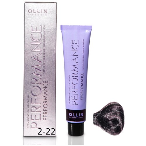 OLLIN Professional Performance перманентная крем-краска для волос, 2/22 черный фиолетовый, 60 мл
