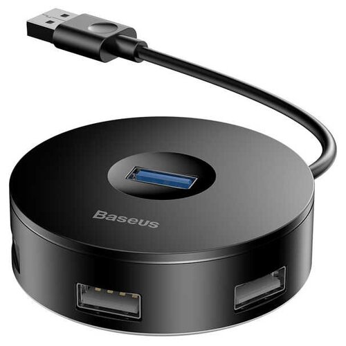 USB-концентратор  Baseus round box USB HUB (CAHUB-F), разъемов: 4, 25 см, черный