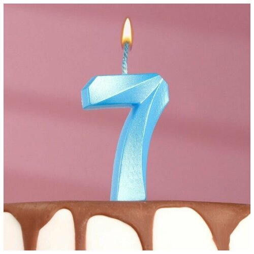 Свеча в торт, цифра 7, голубой,7.8 см 1 комплектов в 1 заказе