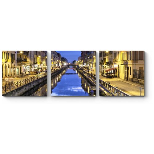Модульная картина Зеркальная гладь Большого Миланского канала 190x63