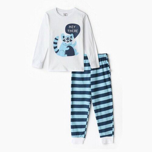 Пижама  Ohana kids, размер 34/128, белый, синий