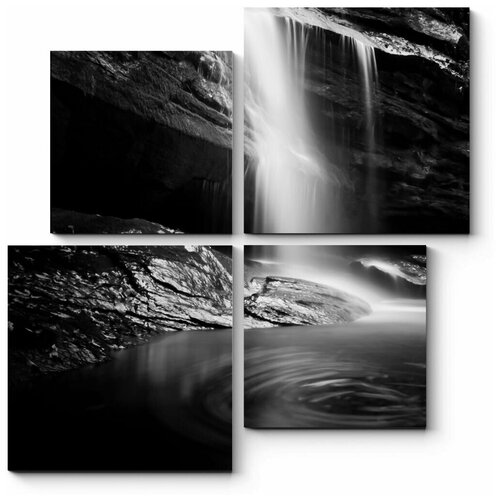 Модульная картина Черно-белый водопад150x150