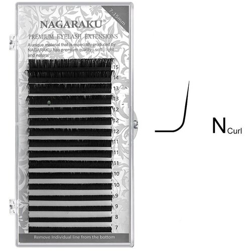 Черные ресницы Nagaraku Mix N 0.10 7-15 mm (16 линий)