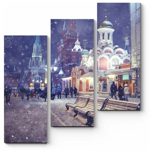 Модульная картина Зимний вечер в столице, Москва 80x85