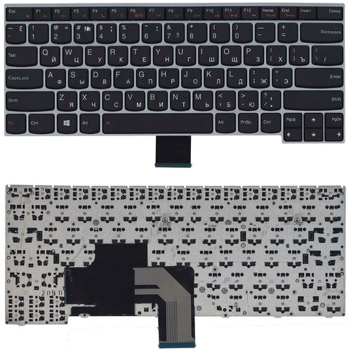 Клавиатура для ноутбука Lenovo V490 V490U V490UA черная с серебристой рамкой