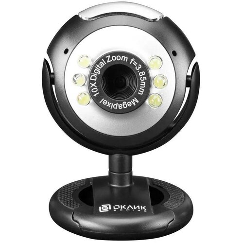 Web-камера, Oklick, 640 х 480 пикселей, USB 2.0, встроенный микрофон, черного/белого цвета