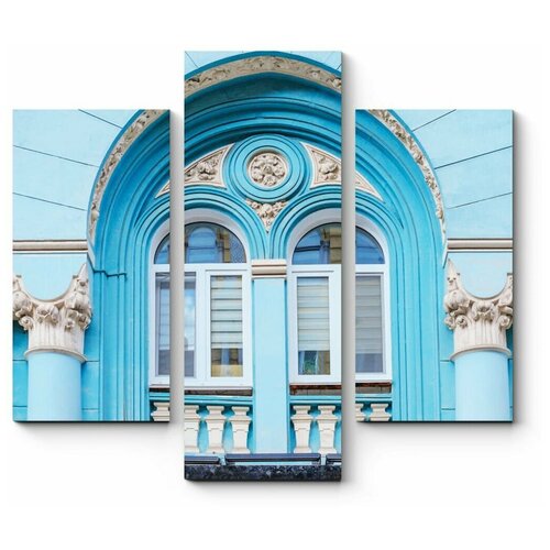 Модульная картина Голубой фасад с лепниной110x99