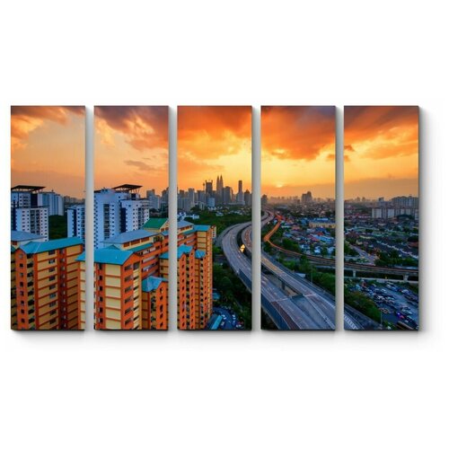 Модульная картина Пылающий закат над Куала-Лумпур180x108