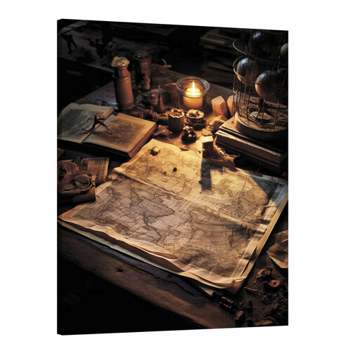Интерьерная картина 50х70 "Карты забытых миров"