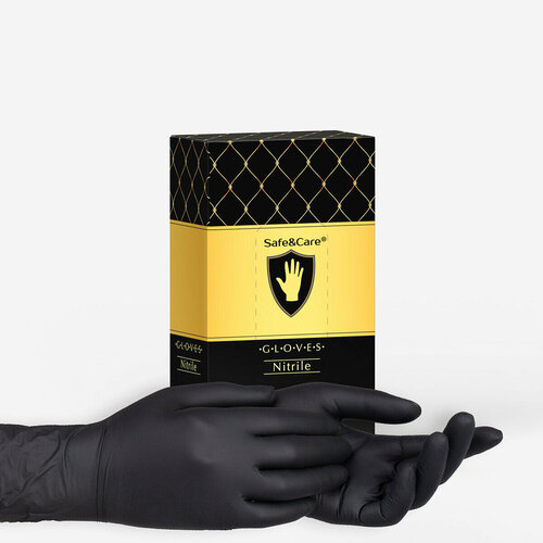 Перчатки Safe&Care нитриловые черные, размер S, 50 пар.