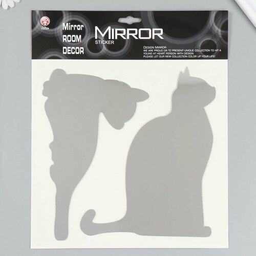 Наклейка интерьерная зеркальная Две кошки 38х31 см