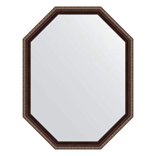 Зеркало настенное Polygon EVOFORM в багетной раме махагон с орнаментом, 69х89 см, для гостиной, прихожей, кабинета, спальни и ванной комнаты, BY 7276