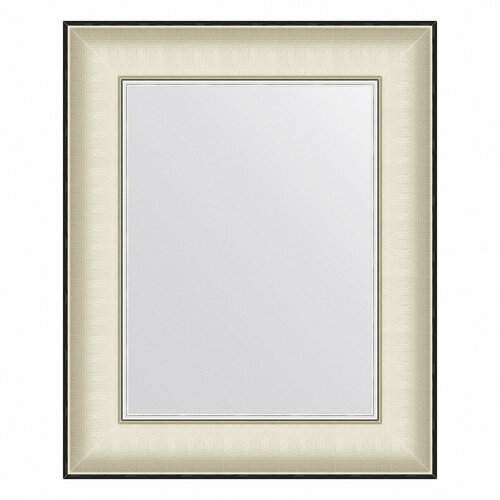 Зеркало настенное EVOFORM в багетной раме белая кожа с хромом, 44х54 см, для гостиной, прихожей, кабинета, спальни и ванной комнаты, BY 7636