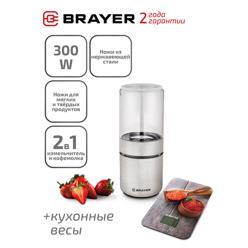 Измельчитель BRAYER BR1401, 350 Вт + кухонные электронные весы в подарок