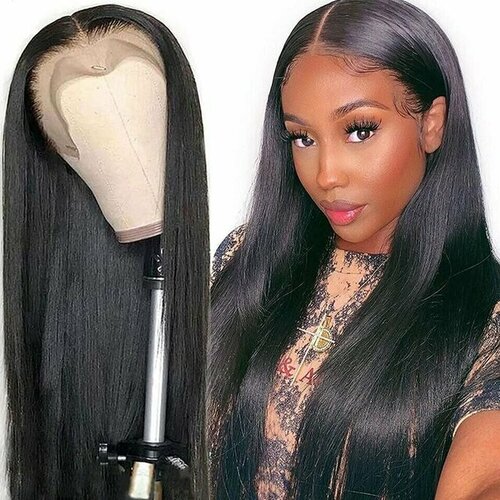 Парик чёрный lace front длинный на сетке + сеточка для волос в подарок