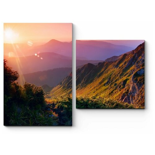 Модульная картина Летний пейзаж в горах на рассвете 170x128