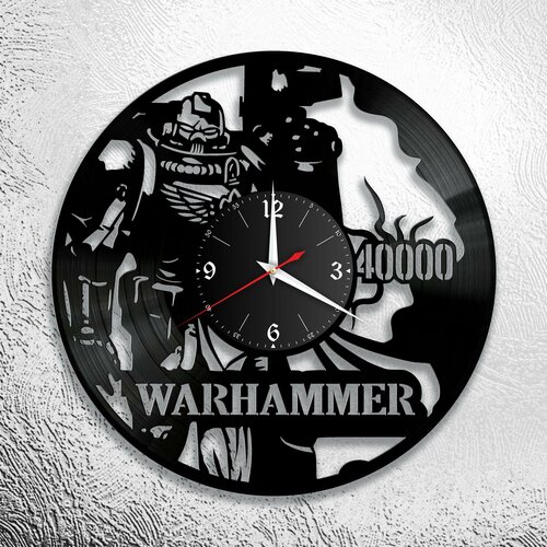 Настенные часы из виниловой пластинки с изображением персонажей компьютерной игры Warhammer 40000
