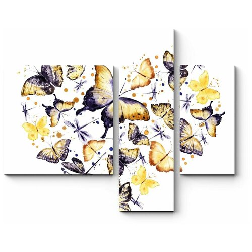 Модульная картина Винтажные бабочки 110x91