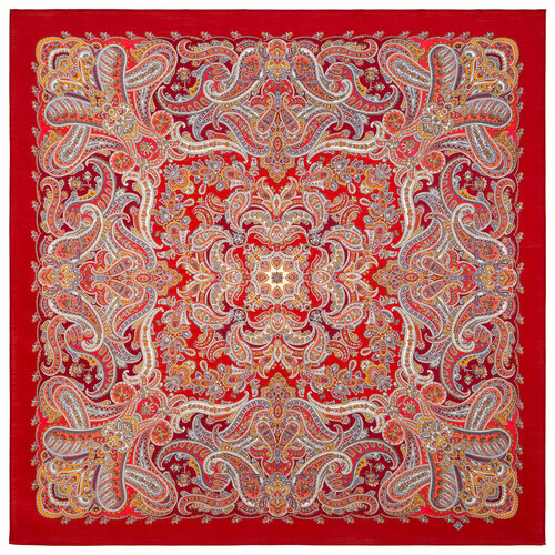 Платок Павловопосадская платочная мануфактура,125х125 см, розовый