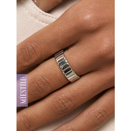 Кольцо MIESTILO Кольцо серебро 925 серебряное на палец широкое ювелирное, серебро, 925 проба, родирование, размер 19, серебряный