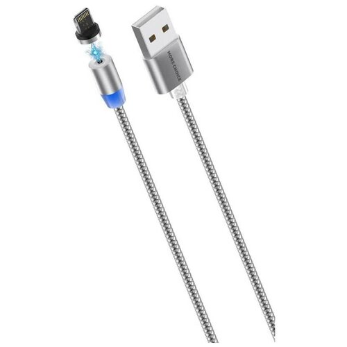 Дата-кабель Smart USB 2.4A для Lightning 8-pin Magnetic More choice K61Si нейлон 1м Dark Grey