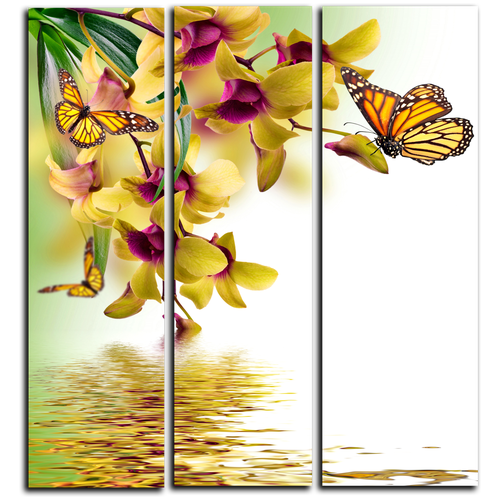 Модульная картина " Бабочка на цветке"