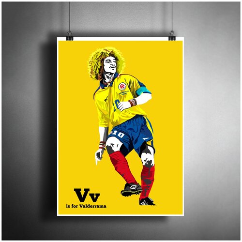 Постер плакат для интерьера "Футбол Карлос Вальдеррама" / Декор дома, офиса, бара. A3 (297 x 420 мм)