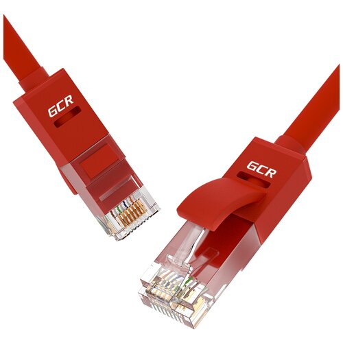 GCR Патч-корд прямой 10.0m UTP кат.6, красный, 24 AWG, литой, ethernet high speed, RJ45, T568B