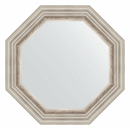 Зеркало настенное Octagon EVOFORM в багетной раме римское серебро, 66,6х66,6 см, для гостиной, прихожей, кабинета, спальни и ванной комнаты, BY 3788