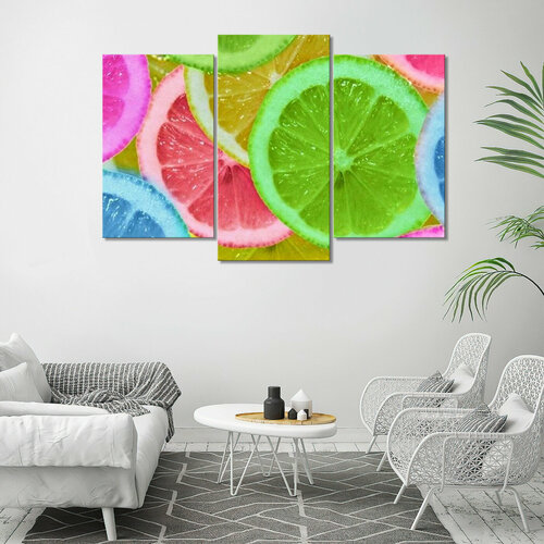 Модульная картина/Модульная картина на холсте/Модульная картина в подарок/ разноцветный лимон - colorful lemon 120х80