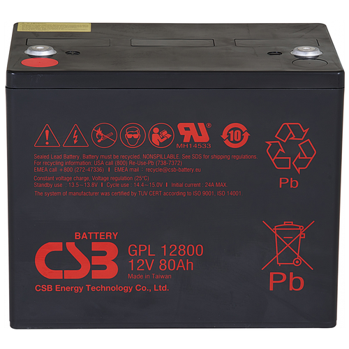 Свинцово-кислотный аккумулятор CSB GPL 12800 (12 В, 80 Ач)