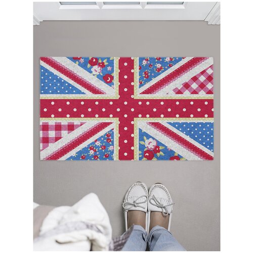 Придверный коврик в прихожую JoyArty "Лоскутный флаг Англии" для обуви, на резиновой основе, 75x45 см
