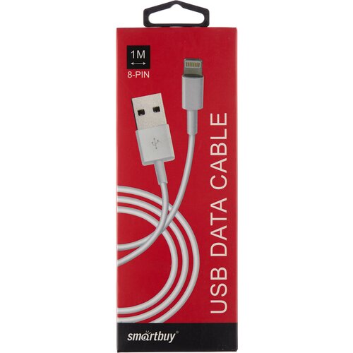 Дата-кабель SmartBuy USB-8 pin, в коробке, PLAIN COLOR, 1 метр, белый