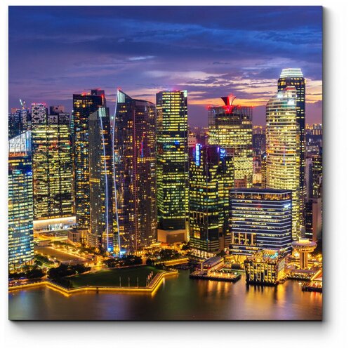 Модульная картина Чудесный закат в сердце Сингапура 30x30